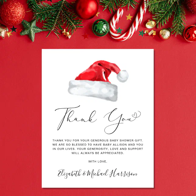 Santa Baby Shower Thank You Card | Zazzle