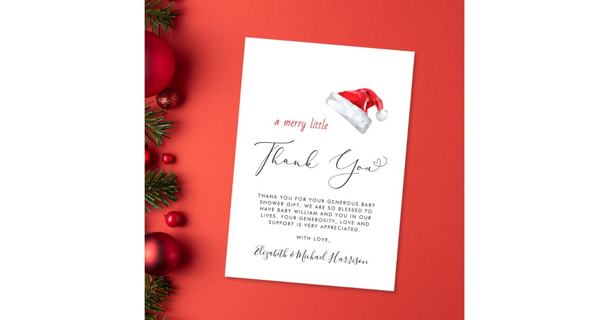 Santa Baby Shower Thank You Card | Zazzle