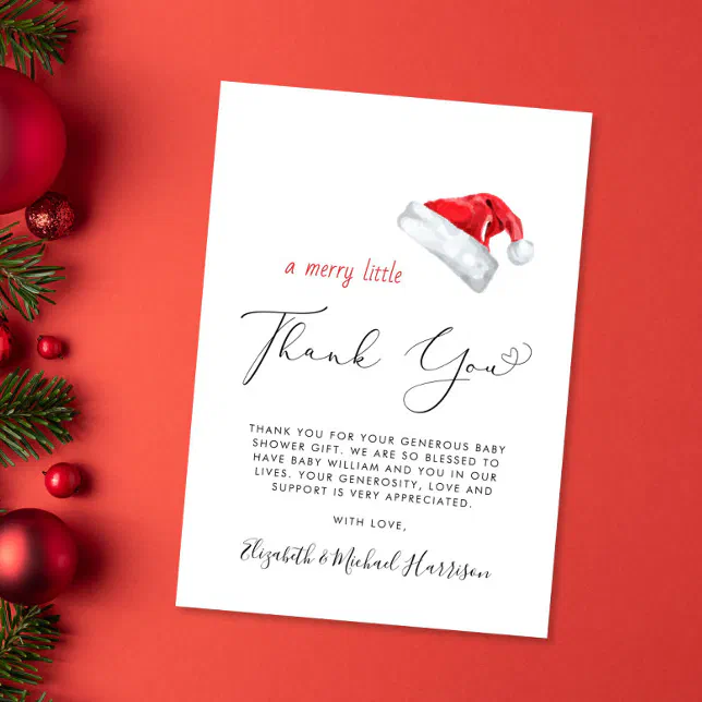 Santa Baby Shower Thank You Card | Zazzle