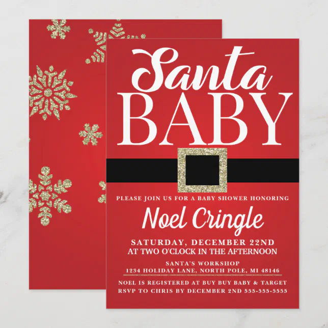 Santa Baby Winter Baby Shower Invitation | Zazzle