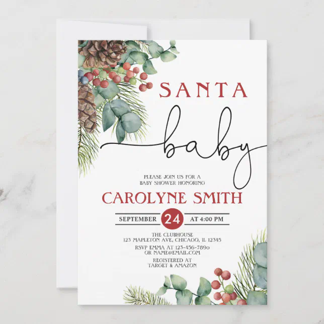 Santa Baby Winter Baby Shower Invitation | Zazzle