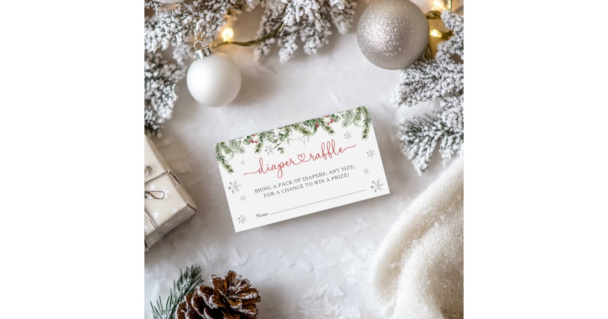 Santa Baby Winter Christmas Diaper Raffle Enclosure Card | Zazzle