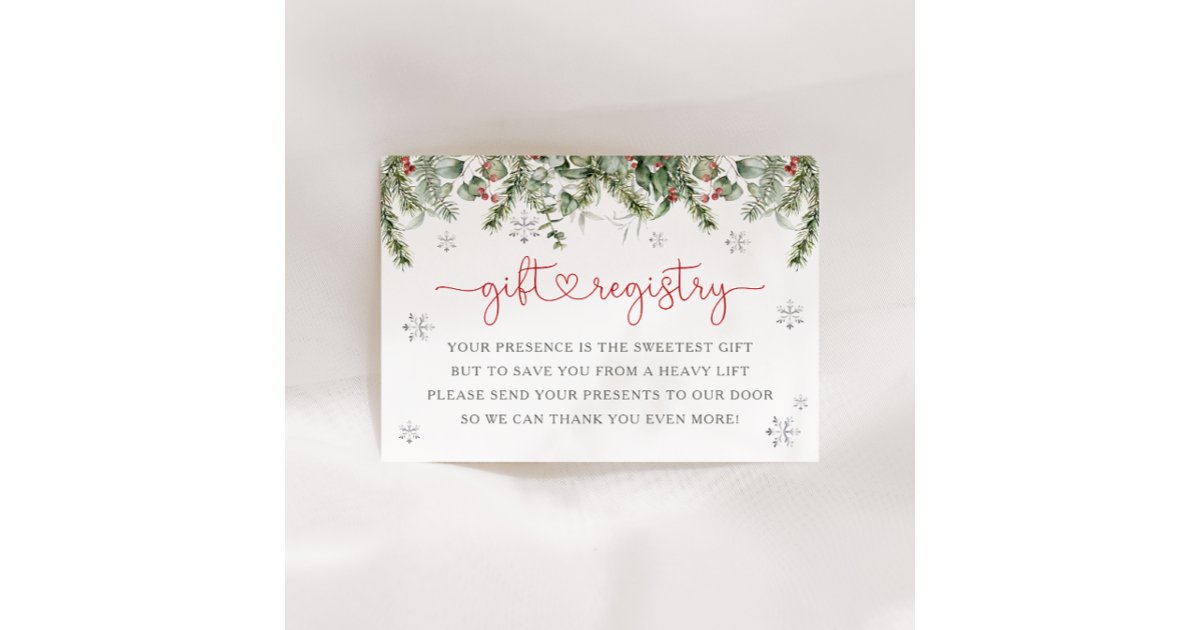 Santa Baby Winter Christmas Gift Registry Enclosure Card | Zazzle
