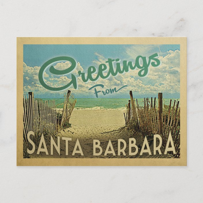Santa Barbara Beach Vintage Travel Postcard | Zazzle.com