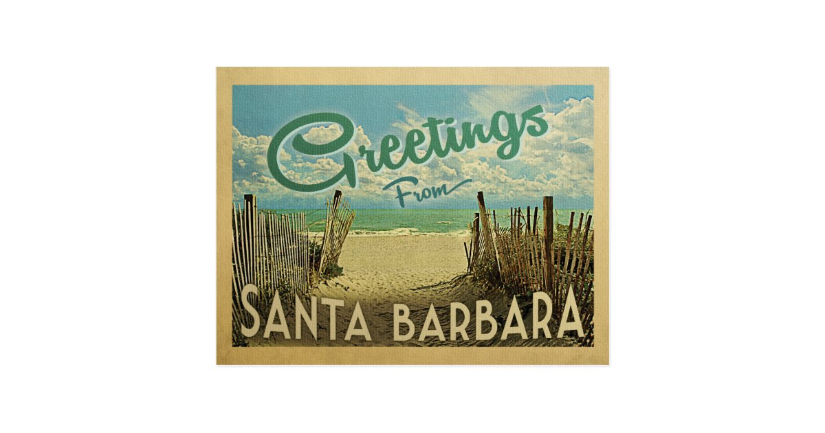 Santa Barbara Beach Vintage Travel Postcard | Zazzle.com