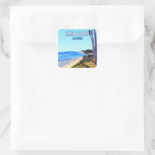 Santa Barbara California Butterfly Beach Montecito Square Sticker | Zazzle