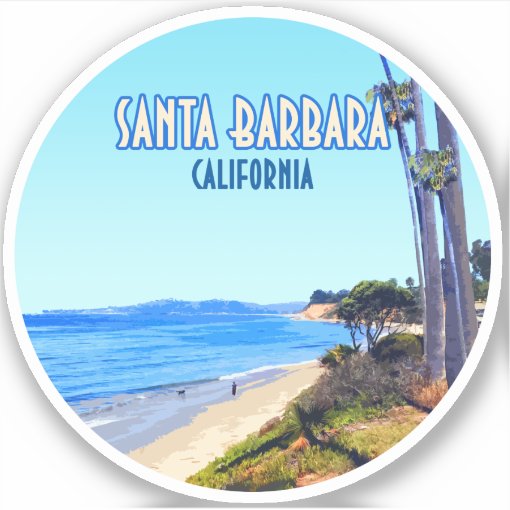 Santa Barbara California Butterfly Beach Montecito Sticker | Zazzle