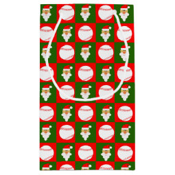 Santa Baseball Player Custom Name / Text Christmas Small Gift Bag | Zazzle