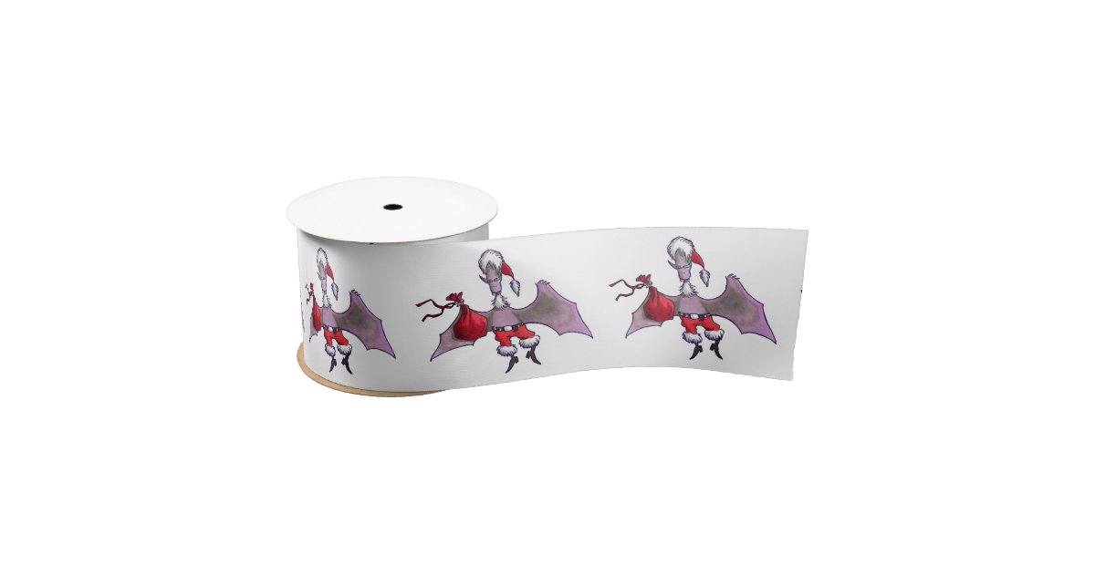 Santa Bat white ribbon spool | Zazzle