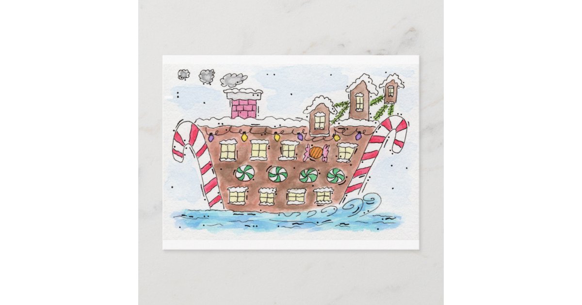 "Santa Boat" Christmas Holiday Postcard | Zazzle