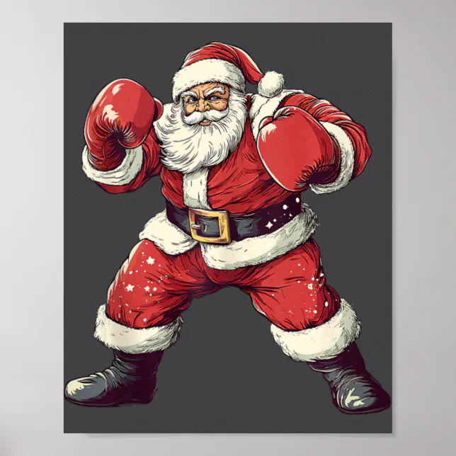 Santa Boxing Lover Funny Mma Muay Thai Boxer Chris Poster | Zazzle