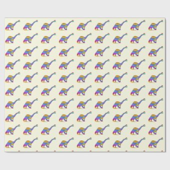 Santa Brontosaurus Colorful Dinosaur Wrapping Pap Wrapping Paper | Zazzle