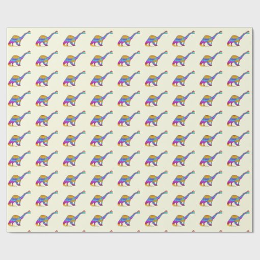 Santa Brontosaurus Colorful Dinosaur Wrapping Pap Wrapping Paper | Zazzle