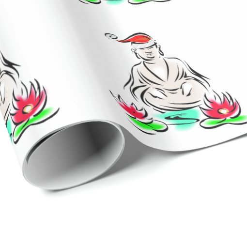 Santa Buddha with Santa Hat Wrapping Paper | Zazzle