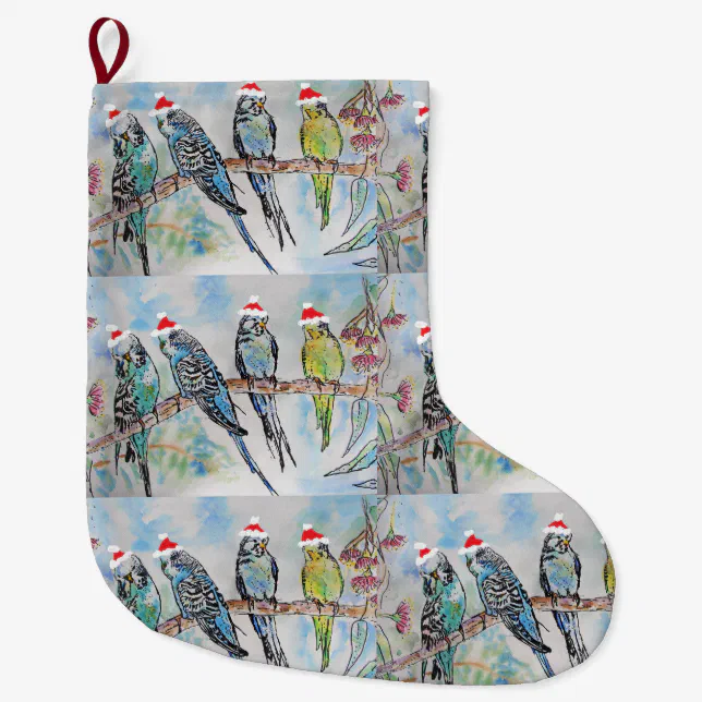 Santa Budgies Budgie bird Christmas Stocking | Zazzle
