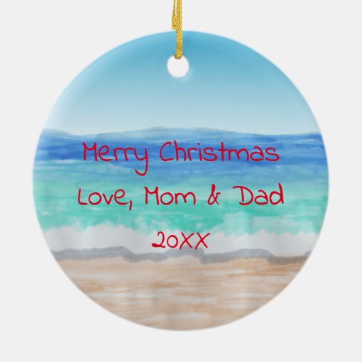 Santa building Sandy Snowman Snowbird Christmas Ceramic Ornament | Zazzle