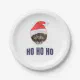 Santa Cat with Santa hat, Ho Ho ho Invitation Squa Paper Plates | Zazzle
