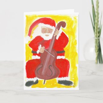 Santa Cello Christmas Card | Zazzle