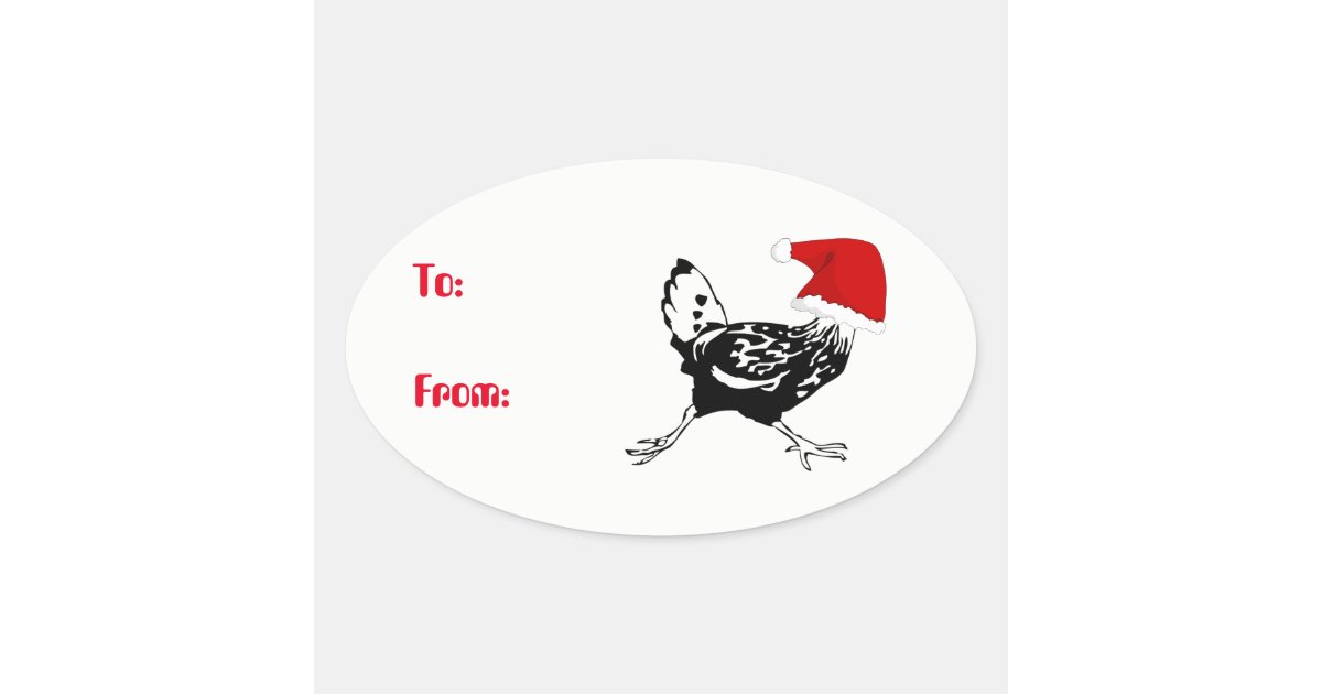 Santa Chicken Christmas Gift Tag Stickers | Zazzle