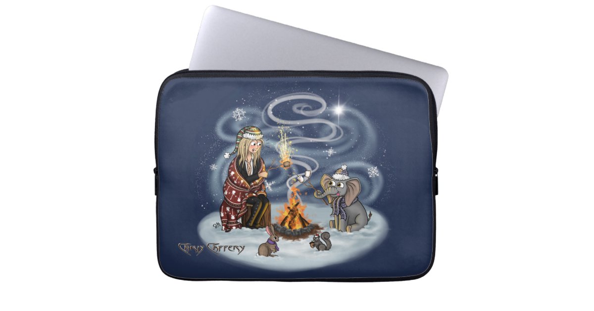 Santa Chris & Wilbur Fireside Laptop Sleeve | Zazzle