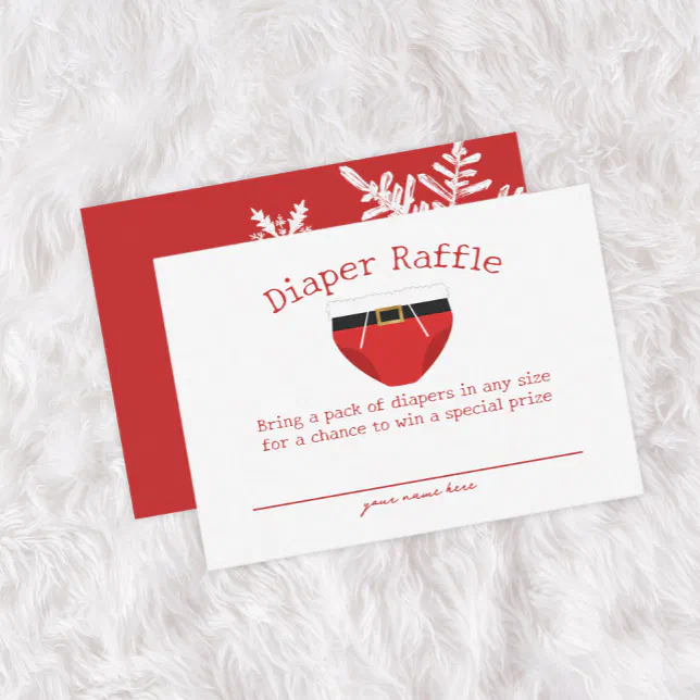 Santa Christmas Baby Shower Diaper Raffle Card | Zazzle