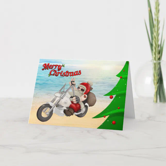 Santa Christmas Card motorcycle | Zazzle
