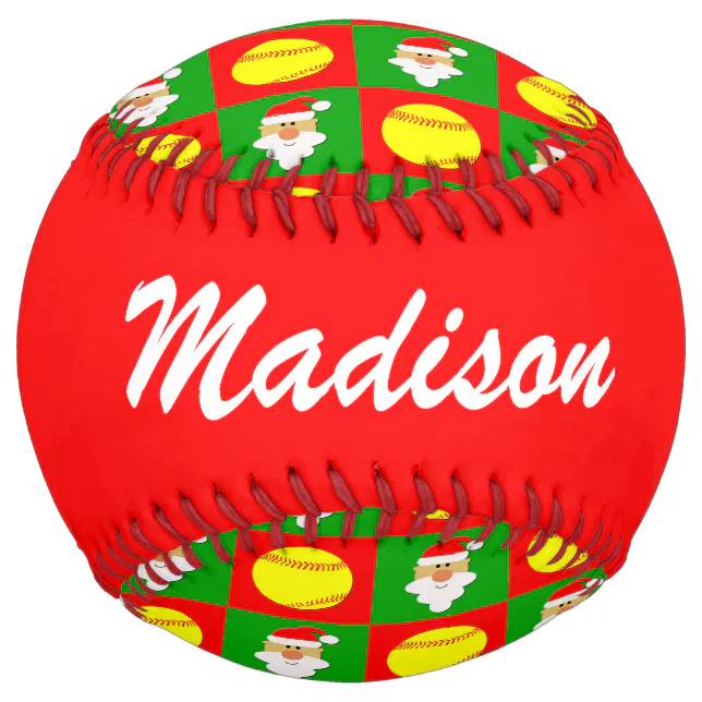 Santa Christmas Custom Player Name/Number/Position Softball | Zazzle