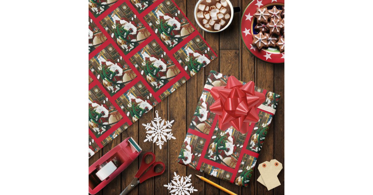 Santa Christmas Dragon Fantasy Wrapping Paper | Zazzle