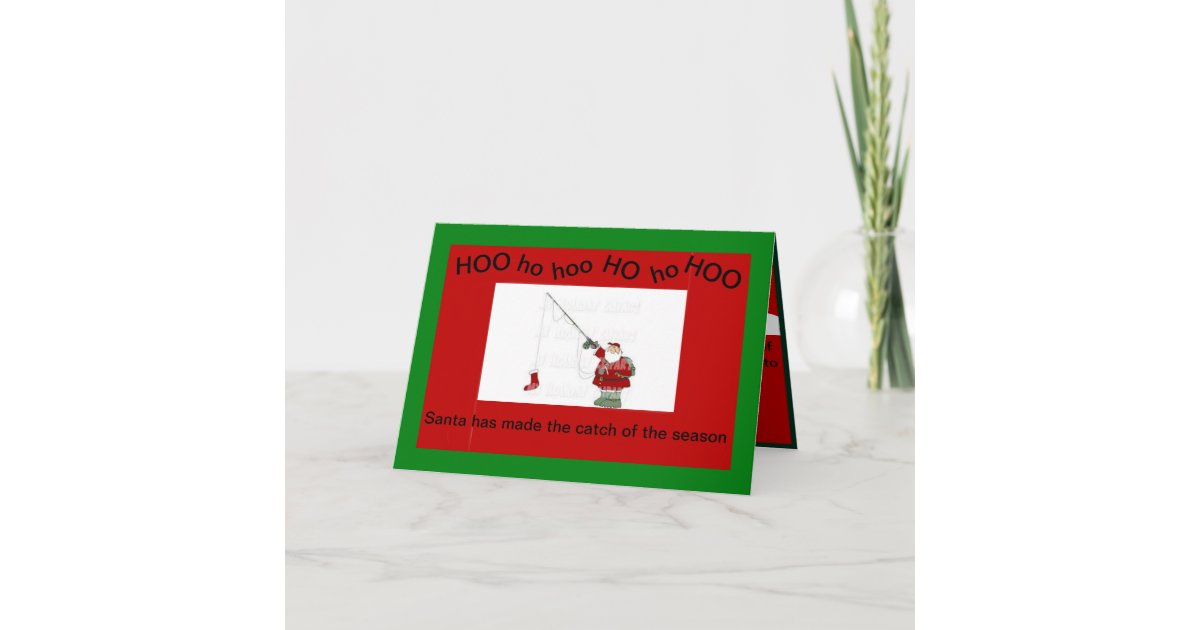 Santa Christmas Fishing on a Christmas Card | Zazzle.com