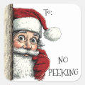 Santa christmas gift No Peeking Square Sticker | Zazzle