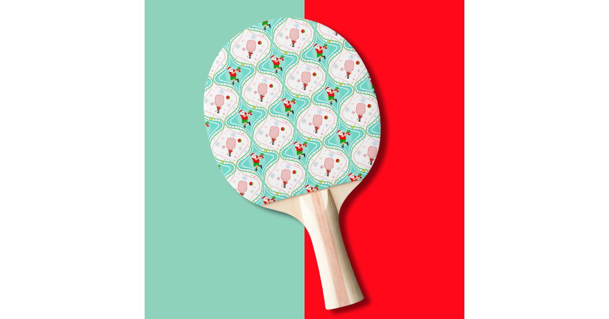 Santa Christmas Pickleball Ogee Pattern Ping Pong Paddle | Zazzle