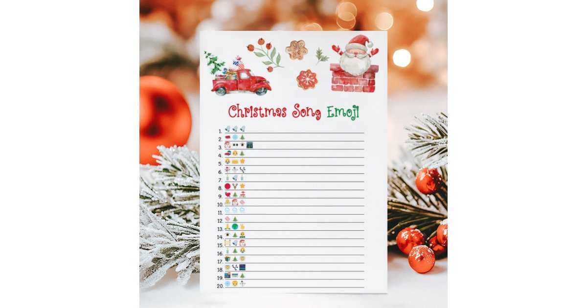 Santa Christmas Song Emoji Game Holiday Card | Zazzle