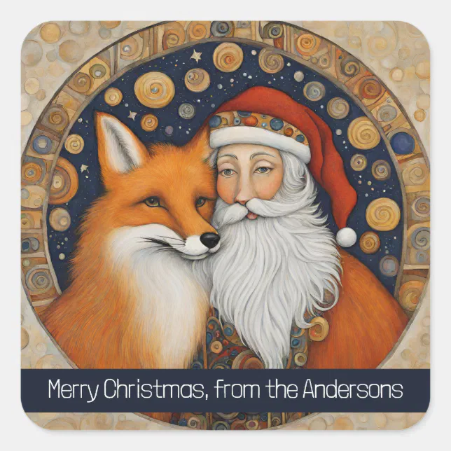 Santa Christmas Square Sticker | Zazzle