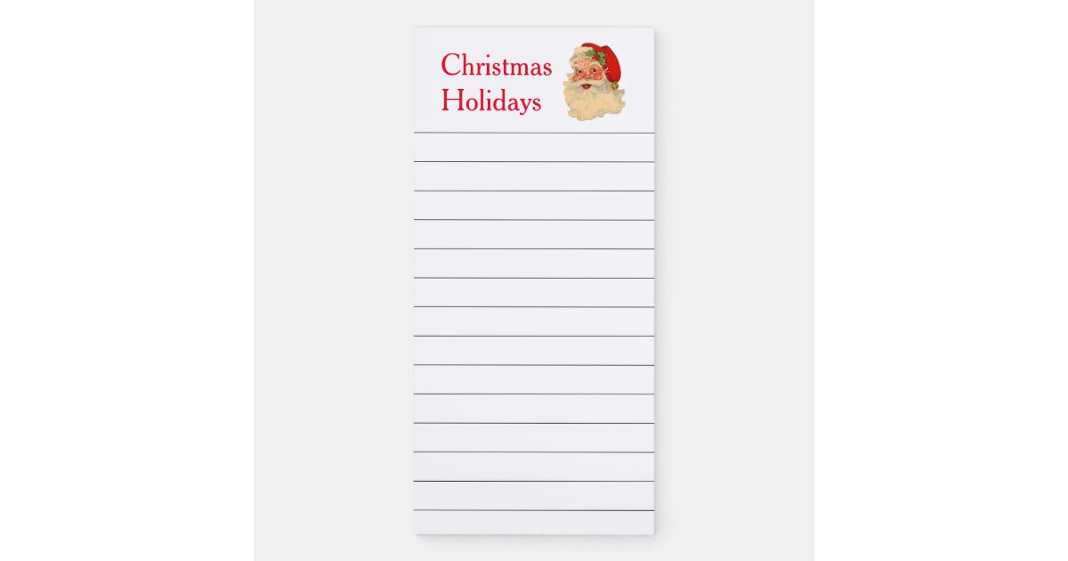 Santa Christmas TO DO List Lined Shopping Fridge Magnetic Notepad | Zazzle