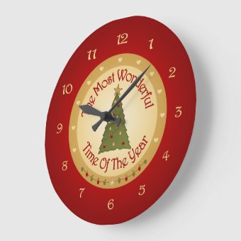 Santa Christmas Tree Large Clock | Zazzle