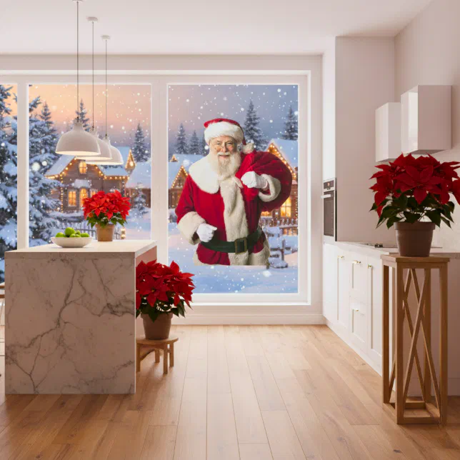 Santa Christmas Window Cling | Zazzle