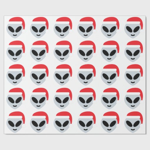 santa claus alien emoji wrapping paper | Zazzle