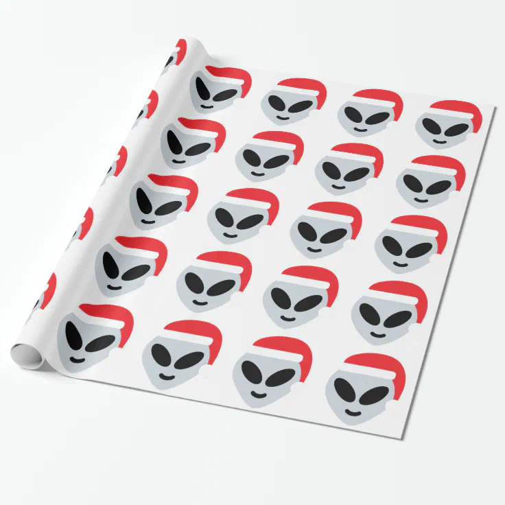 santa claus alien emoji wrapping paper | Zazzle