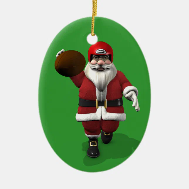 Santa Claus American Football Player Ceramic Ornament | Zazzle
