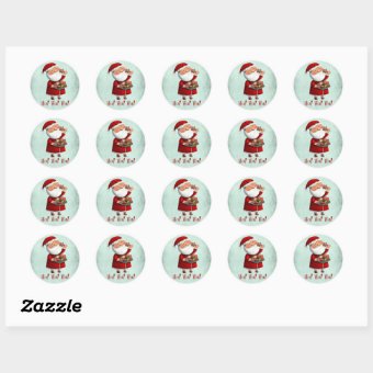 Santa Claus and Cookies Classic Round Sticker | Zazzle