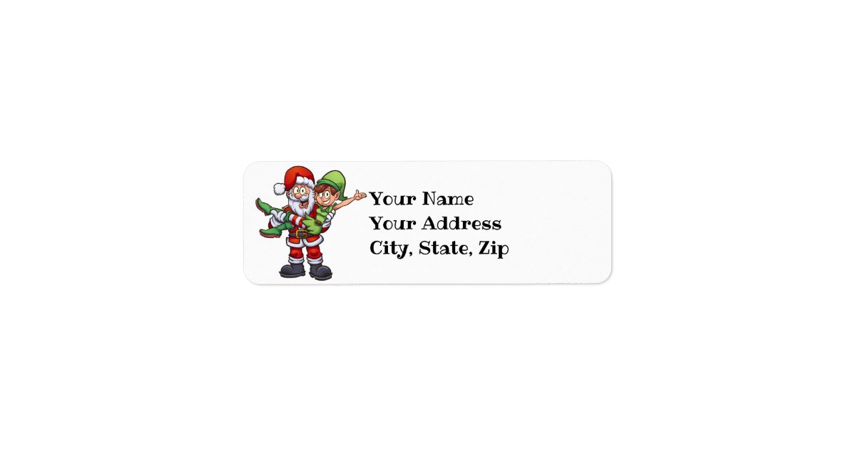 Santa Claus and Elf Label | Zazzle