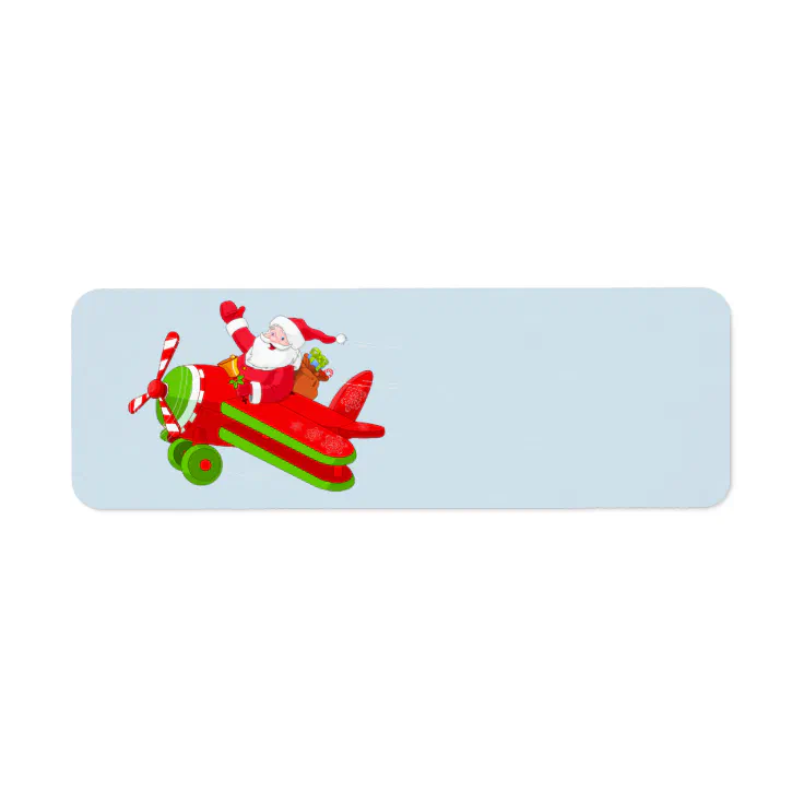 Santa Claus and his airplane Label | Zazzle