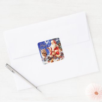 Santa Claus And His Friends Square Sticker | Zazzle