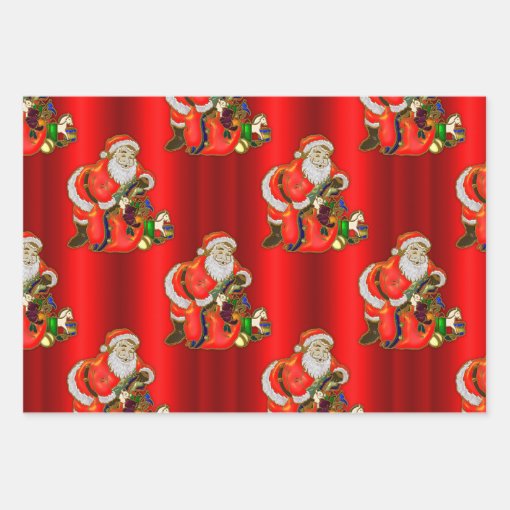 Santa Claus and Toys Christmas Wrapping Paper Sheets | Zazzle