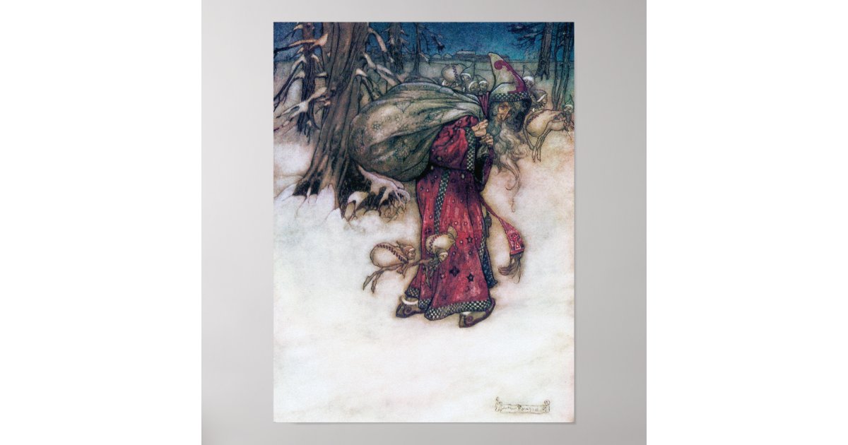 Santa Claus, Arthur Rackham Illustration Poster | Zazzle