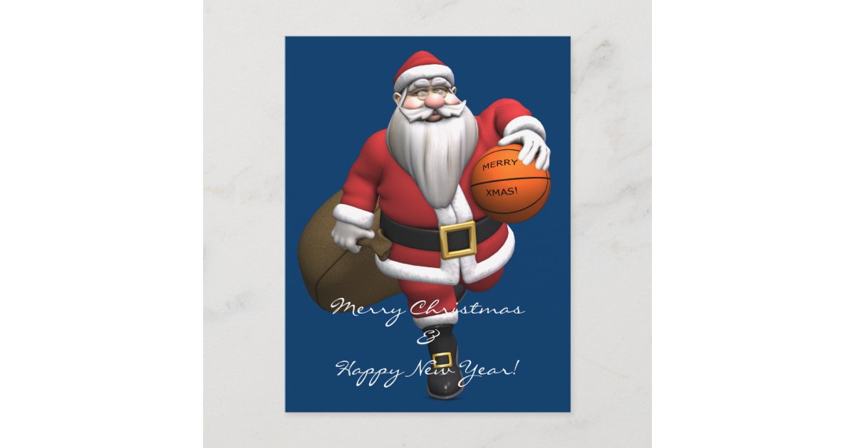 Santa Claus Basketball Player Holiday Postcard | Zazzle