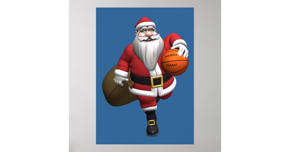 Santa Claus Basketball Player Poster | Zazzle