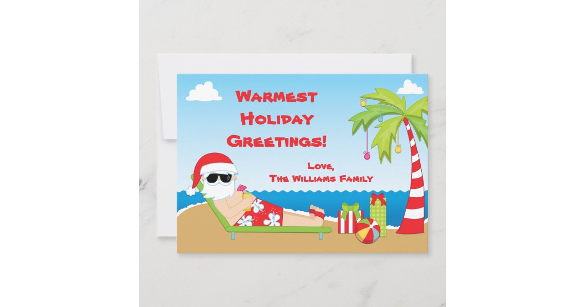 Santa Claus Beach Christmas Card | Zazzle