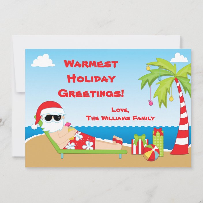 Santa Claus Beach Christmas Card | Zazzle.com