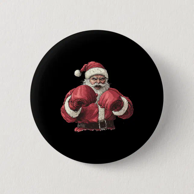 Santa Claus Boxing Christmas - Winter Holiday-them Button | Zazzle